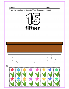 Free Kindergarten Number 15 Worksheets Printable PDF