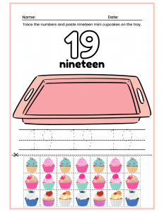 Free Kindergarten Number 19 Worksheets Printable PDF