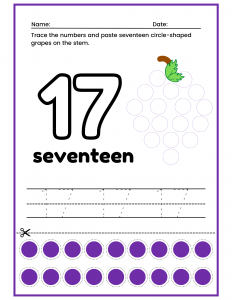Free Preschool Number 17 Worksheets Printable PDF