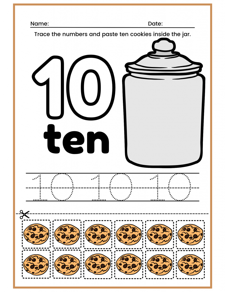 Free Kindergarten Number 10 Worksheets Printable PDF