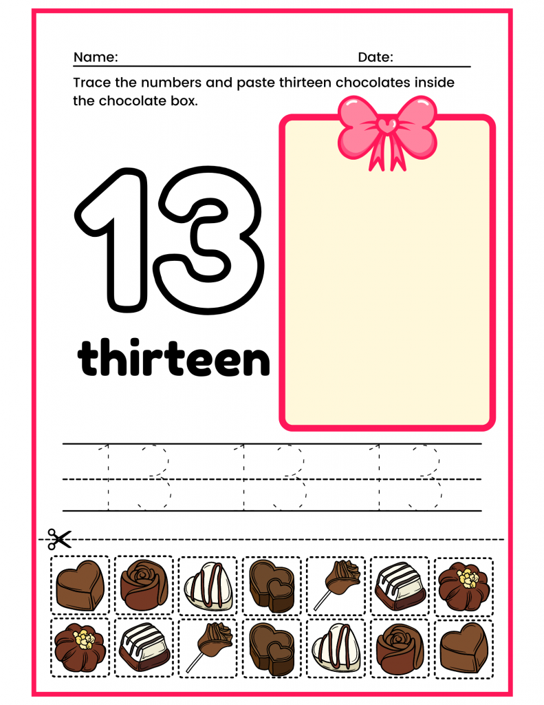 Free Preschool Number 13 Worksheets Printable PDF