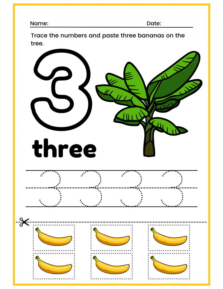 Free Kindergarten Number 3 Worksheets Printable PDF
