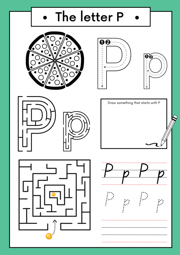 Free Letter P Coloring Pages Printable PDF