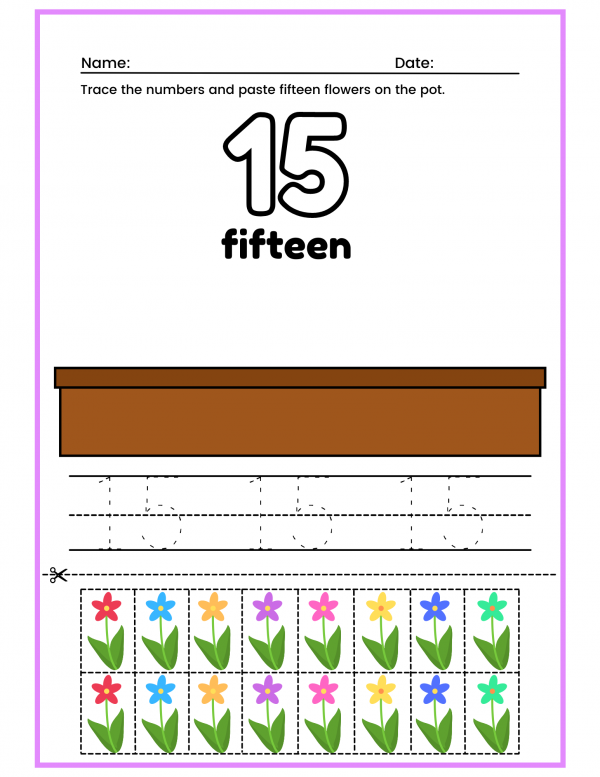Free Kindergarten Number 15 Worksheets Printable PDF
