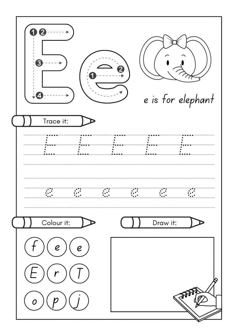 Letter E Activities for Toddler, Preschool & Kindergarten Printable PDF