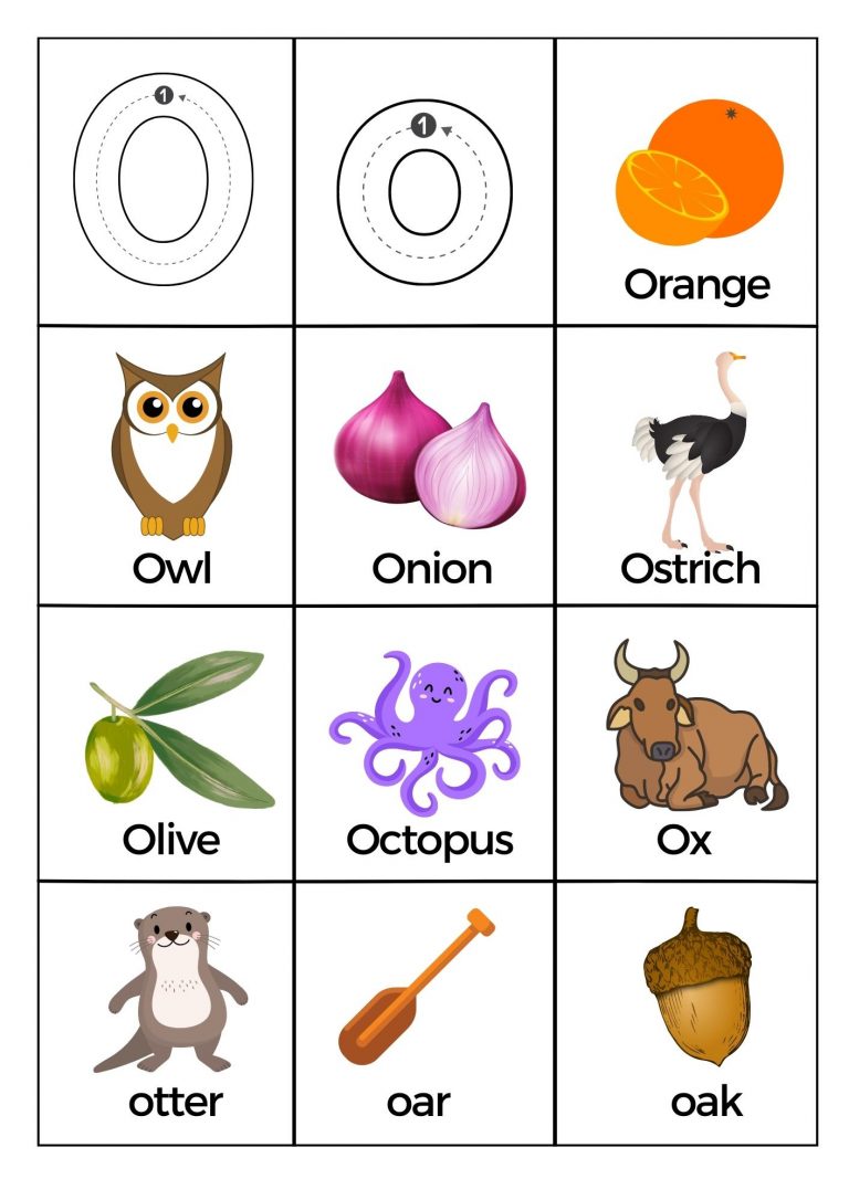 Free Letter O Pictures Worksheets Printable PDF