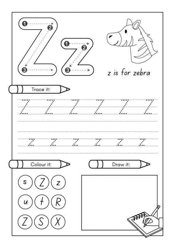 Letter Z Activities for Toddler, Preschool & Kindergarten Printable PDF