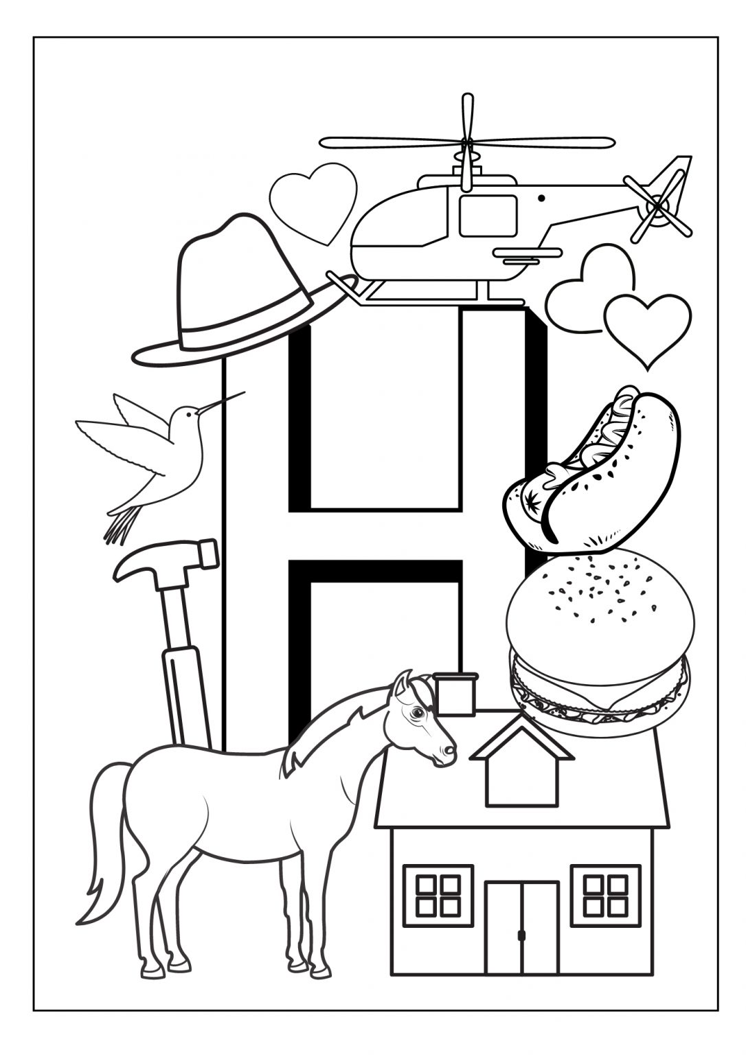 Free Letter H Pictures Worksheets Printable PDF