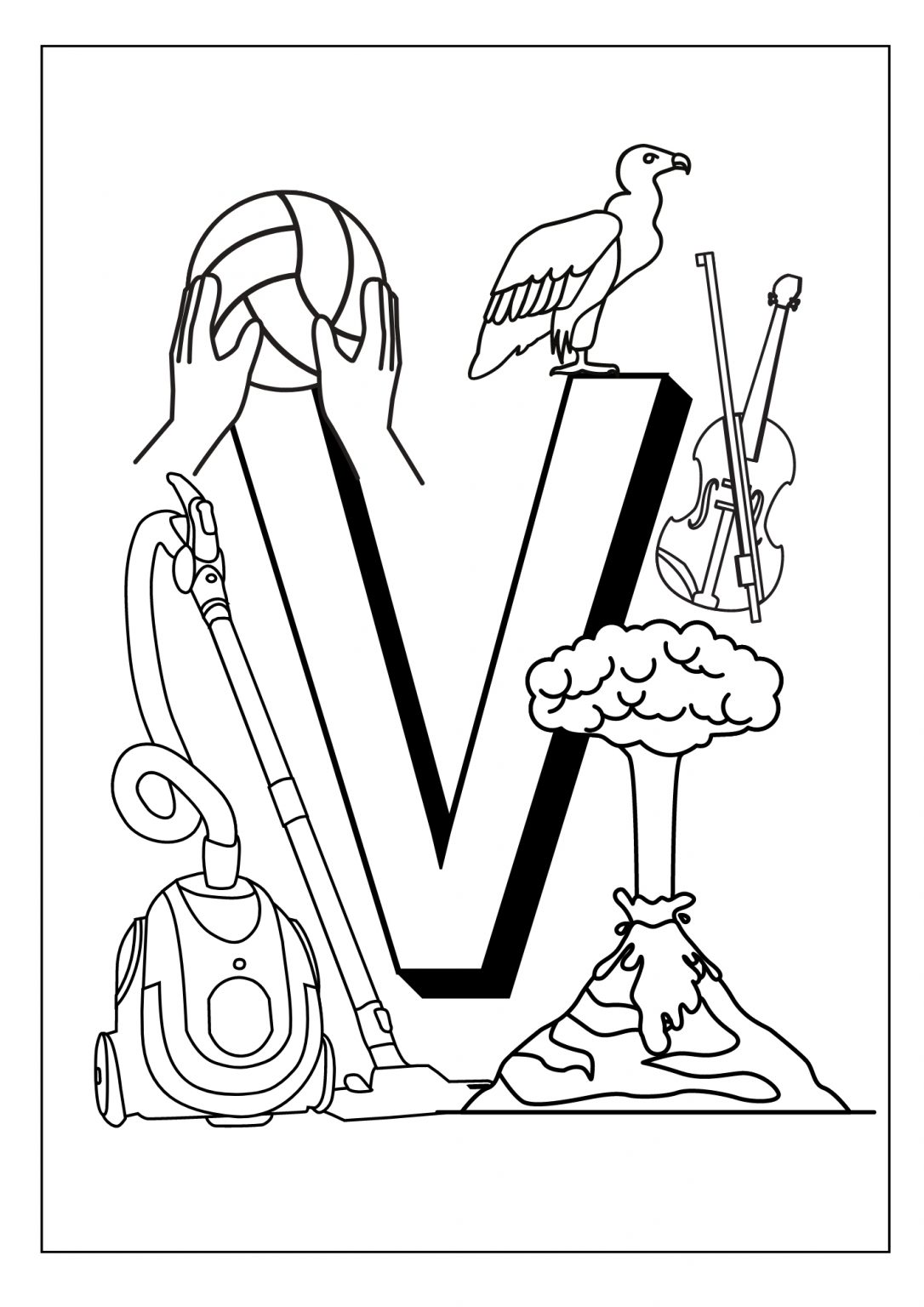 Free Letter V Pictures Worksheets Printable PDF