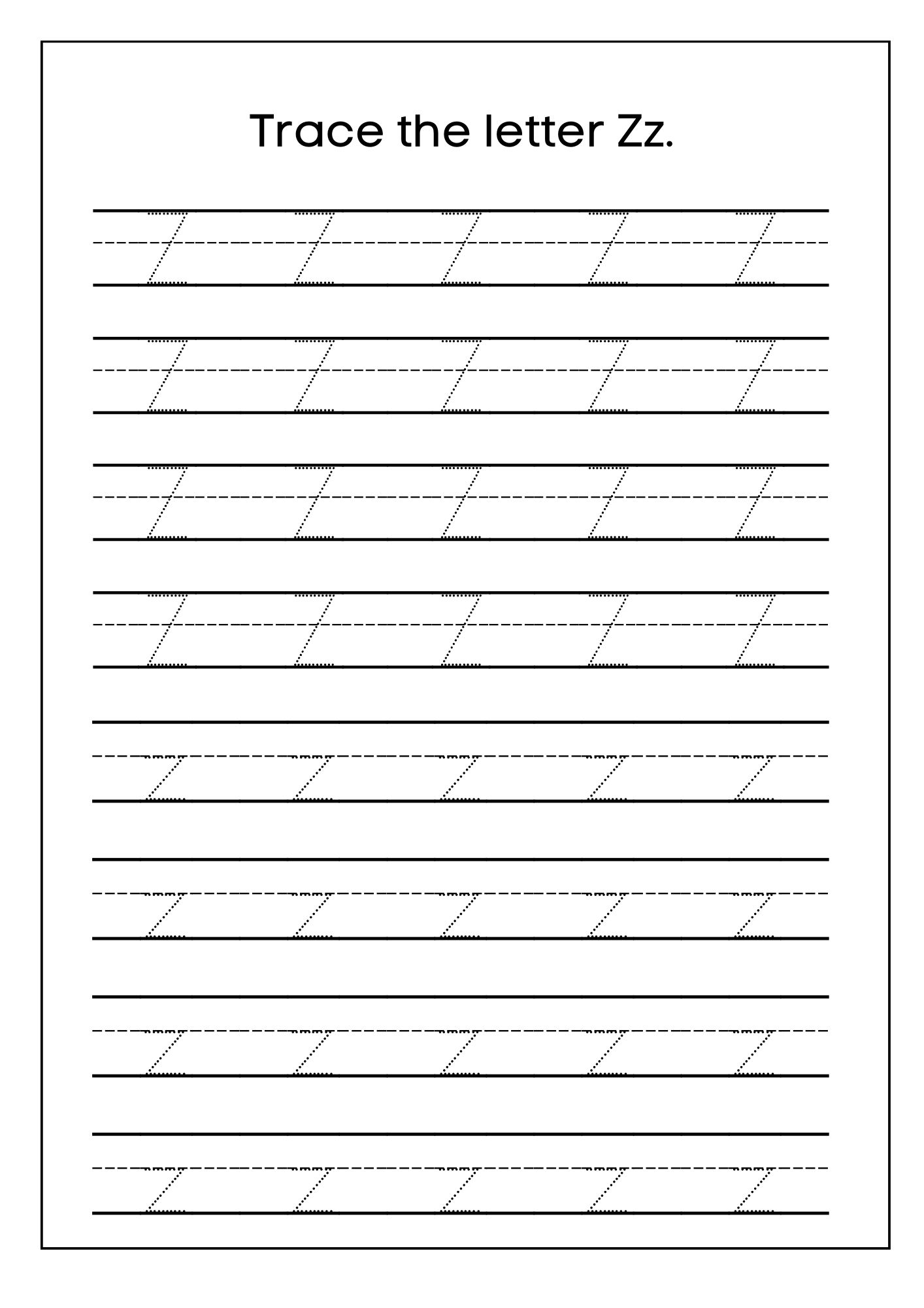 Free Letter Z Dot Worksheets Printable PDF
