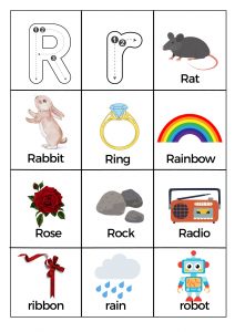 What Starts with Letter R Words Worksheets Printable PDF