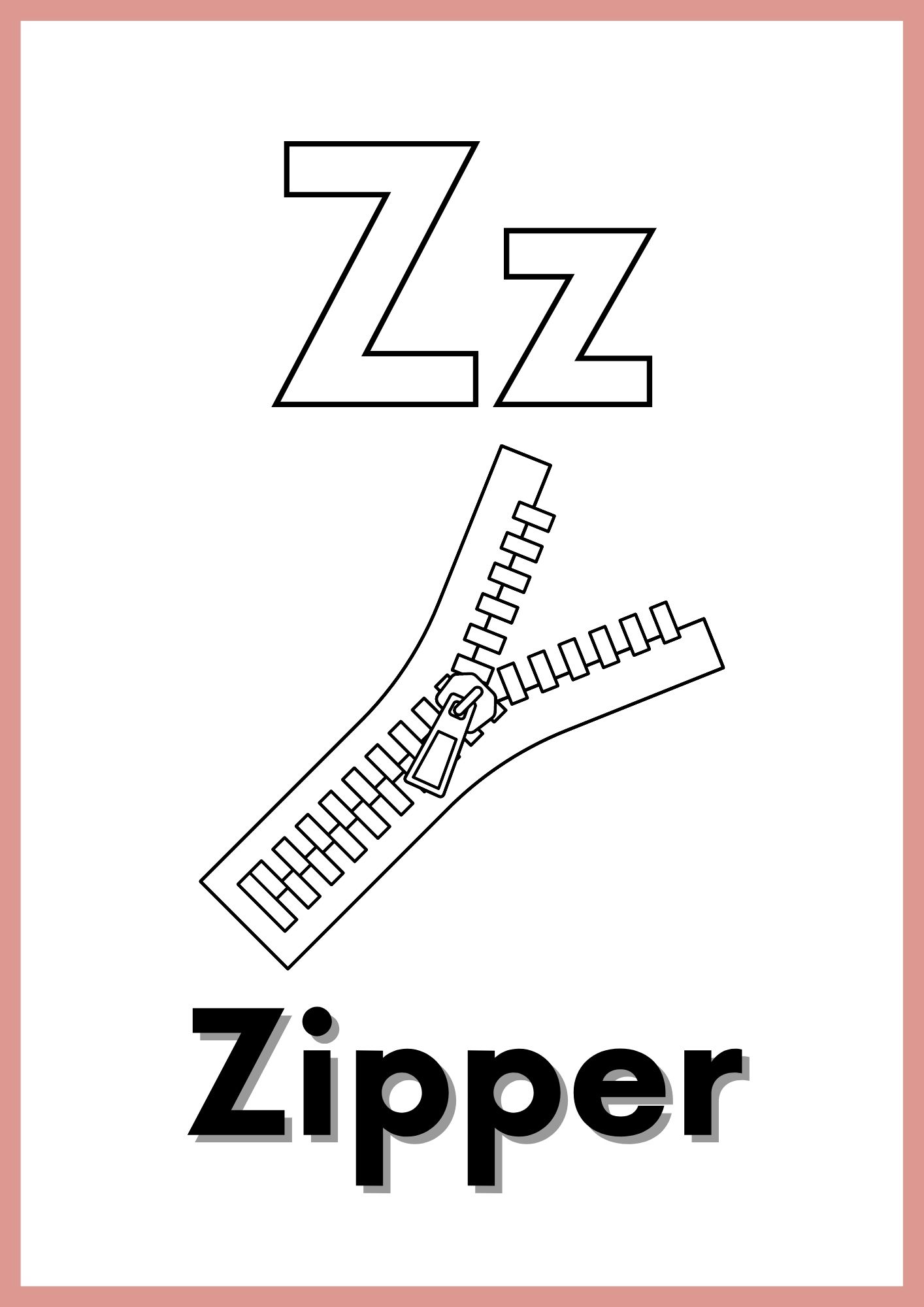 What Starts with Letter Z Words Worksheets Printable PDF