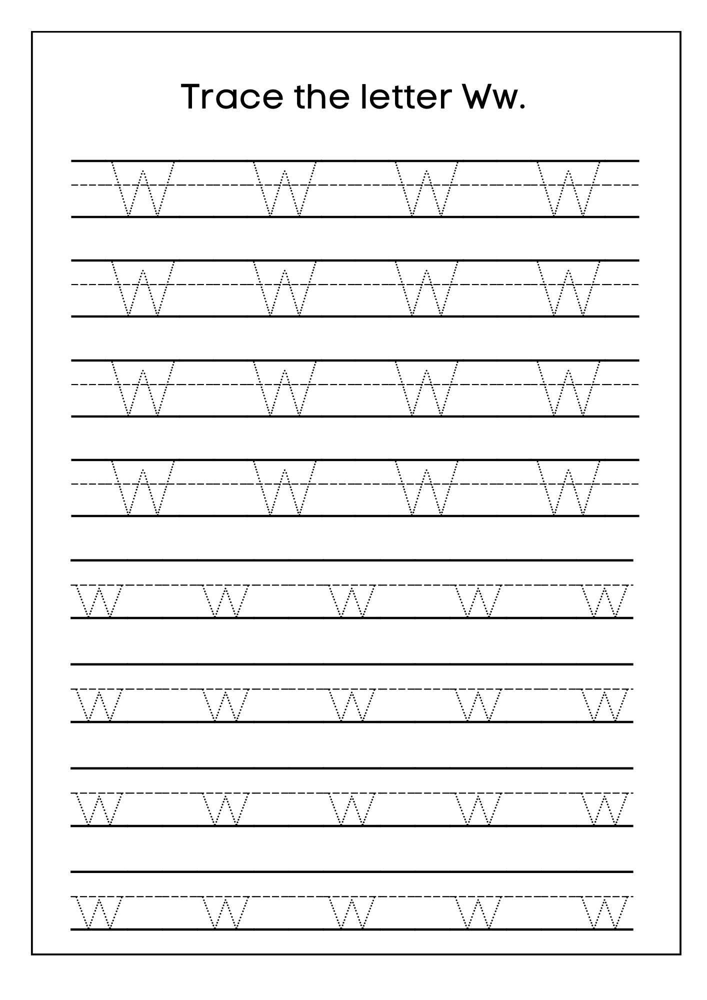 Free Letter W Dot Worksheets Printable PDF