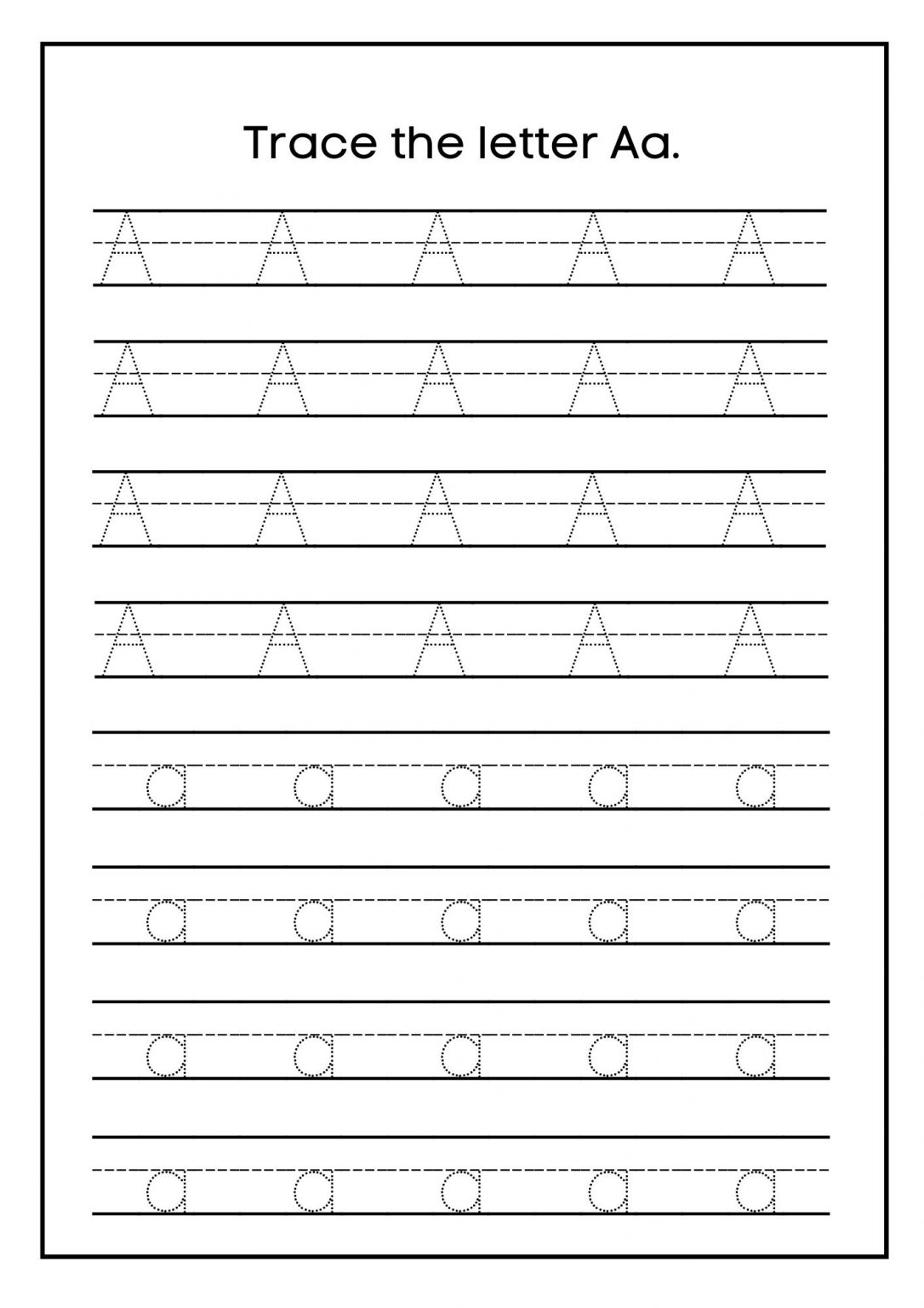 Free Letter A Dot Worksheets Printable PDF