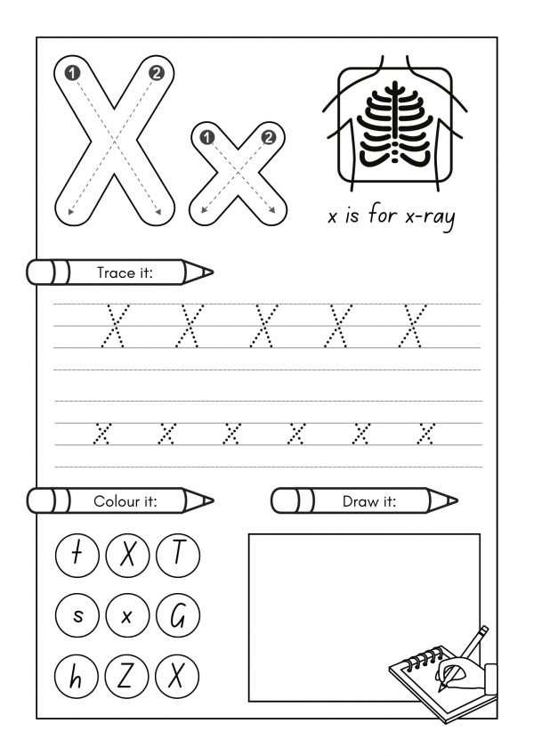 Letter X Activities for Toddler, Preschool & Kindergarten Printable PDF