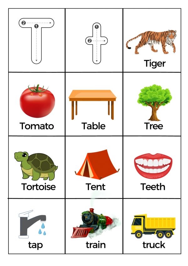 Free Letter T Pictures Worksheets Printable PDF Free Letter T Pictures Worksheets Printable PDF