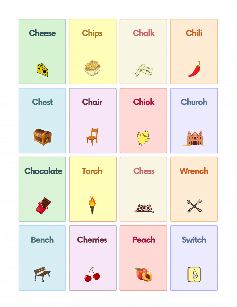 Consonant Digraphs CH Sound Words With Pictures Worksheet PDF Consonant Digraphs CH Sound Words With Pictures Worksheet PDF