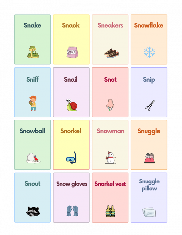 Consonant Blend Sn Sound Words With Pictures Worksheet Pdf