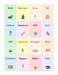 Consonant Blend SK Sound Words with Pictures Worksheet PDF