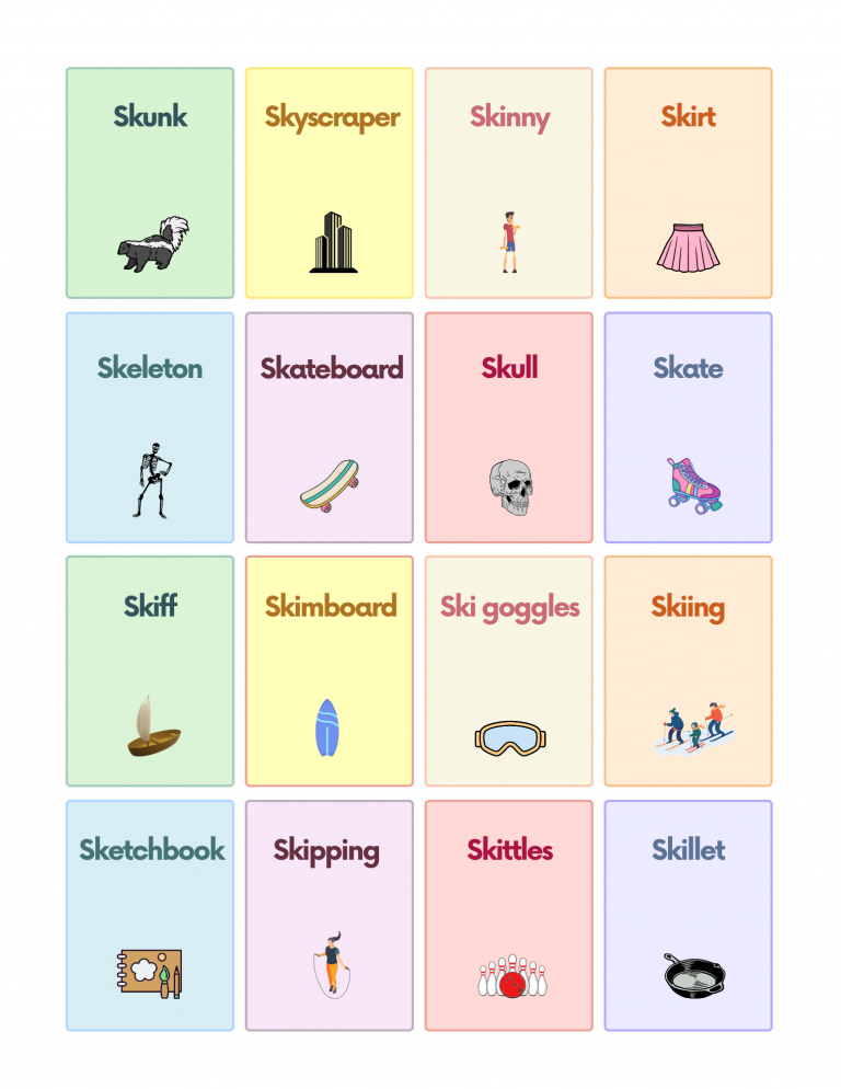 Consonant Blend SK Sound Words With Pictures Worksheet PDF Consonant Blend SK Sound Words With Pictures Worksheet PDF