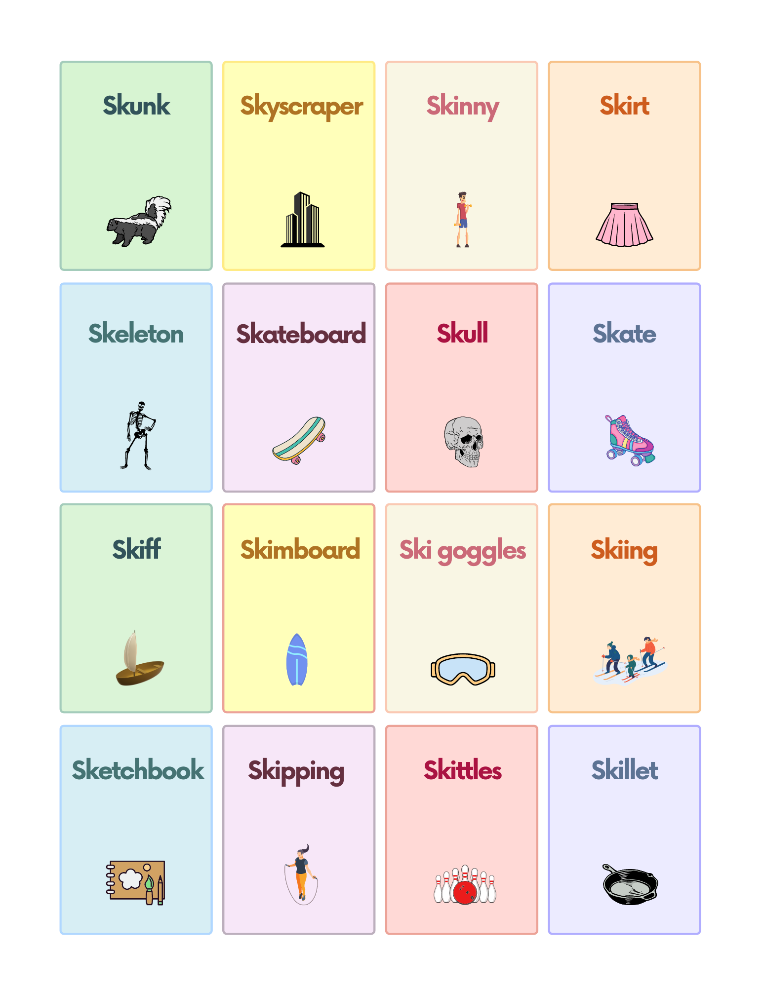 Consonant Blend SK Sound Words With Pictures Worksheet PDF Consonant Blend SK Sound Words With Pictures Worksheet PDF