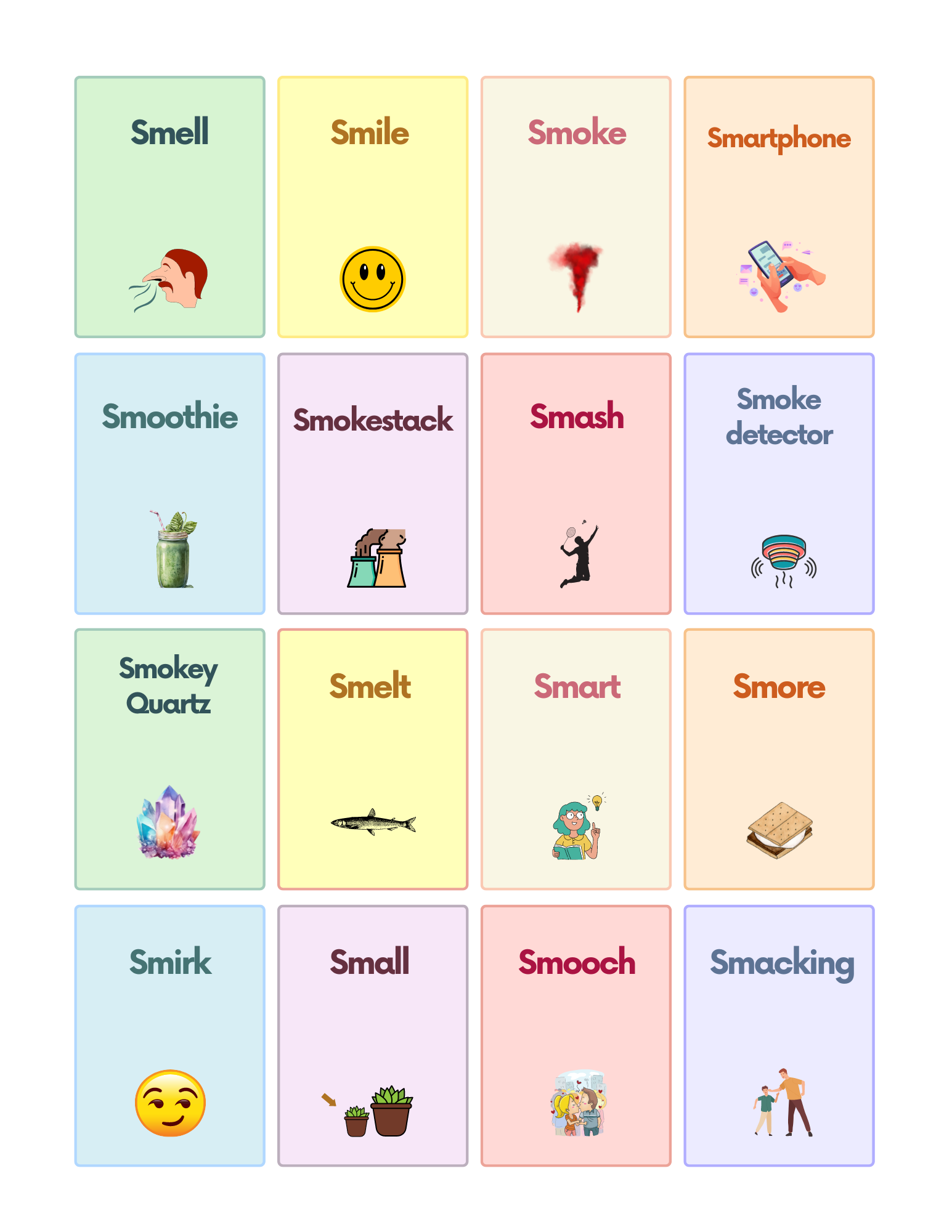 Consonant Blend SM Sound Words With Pictures Worksheet PDF Consonant Blend SM Sound Words With Pictures Worksheet PDF