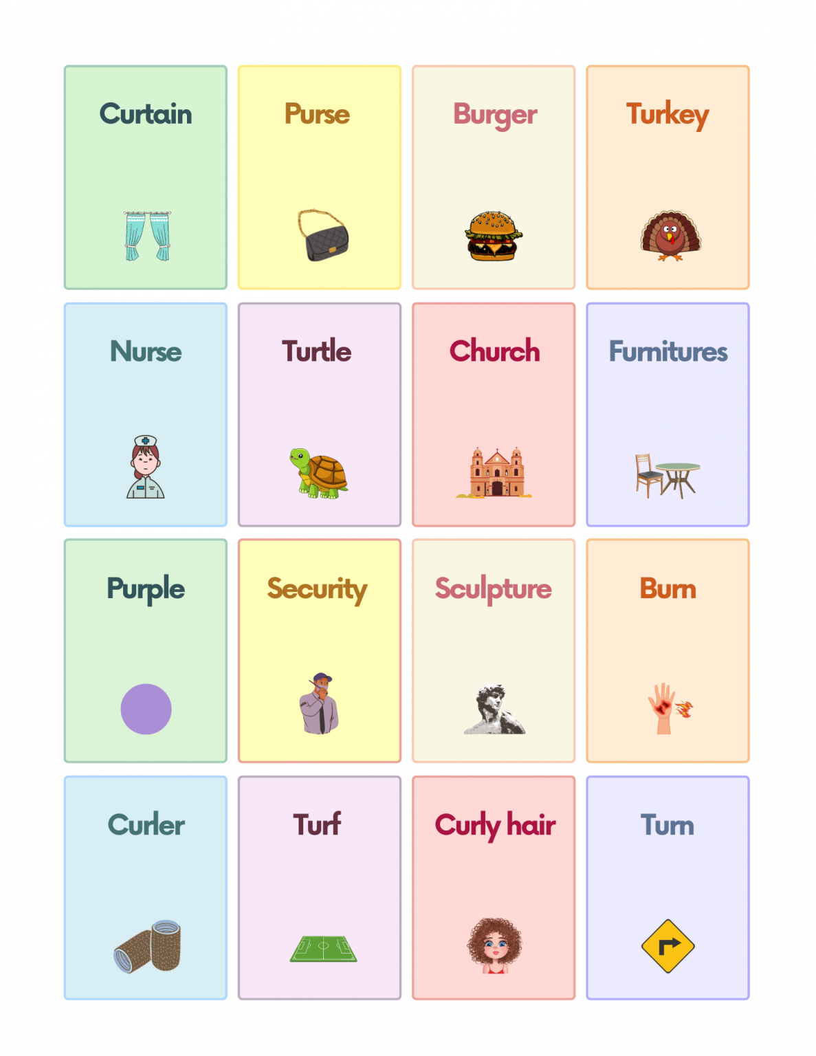 R Controled Vowel UR Sound Words with Pictures Worksheet PDF