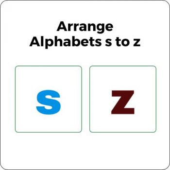 Arrange Lowercase Alphabets s to z in Order