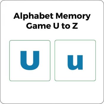 Alphabet Memory Game U to Z: Match Uppercase to Lowercase